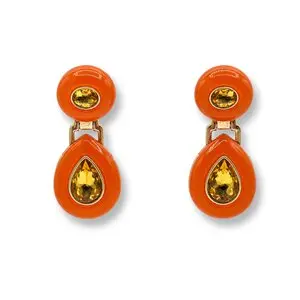 MICHAEL NASH JEWELRY Lena Resin And Topaz Drop Earrings - Orange