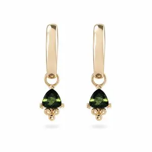 ZOHREH Gold / Green Green Tourmaline Beaded Hoop Earrings 9k Gold - Gold/green