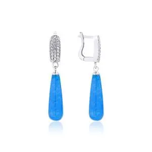 NAJIBA Cascade Earrings Aquamarine - White