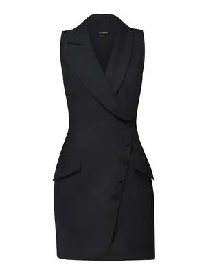 TIA DORRAINE Significant Other Sleeveless Blazer Mini Dress - Black