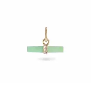ZOHREH Green / Gold Chrysoprase T-bar Pendant 9k Gold - Green/gold