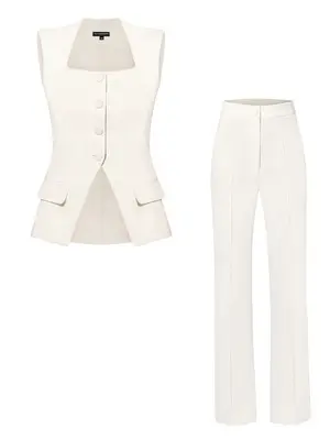 TIA DORRAINE Classic Chic Vest And Palazzo Trousers Set