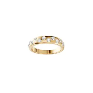 AYA FINE JEWELRY Minimalist Lab Diamond Band In 14k Solid Gold |flush Set Wedding Ring - Yellow
