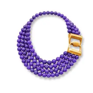 MICHAEL NASH JEWELRY Irena Four Strand Amethyst Resin Bead Necklace - Purple
