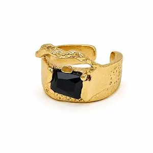 POUPETTENYC Raw Beauty Queen Ring Black Spinel