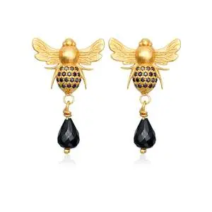 MYRTO KATRAMADOU JEWELLERY Gold / Black Queen Bee Black Stud Earrings - Gold/black