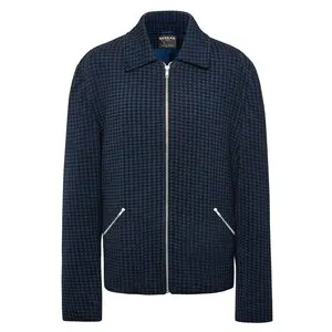 SERRAN LONDON Blue / Black Houndstooth Knitted Jacket Navy & Black - Blue/black
