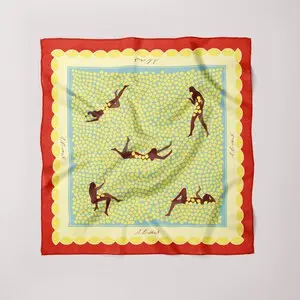 ALAS Yellow / Red Maxi Silk Scarf Bathers - Yellow/red
