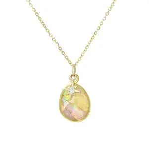 KAMARIA Peach Tourmaline Necklace With Diamond And Star Charm - Gold