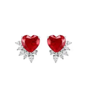 Arte Madrid Casa Real Insignia Heart Earrings - Red