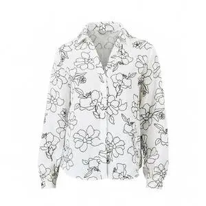 YUMI Scribble Floral Embroidered Shirt - White