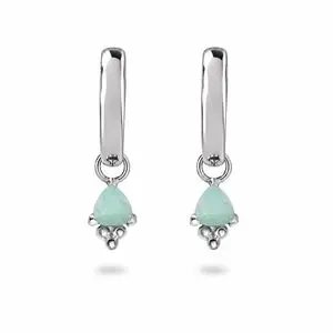 ZOHREH Blue / Green / Silver Amazonite Beaded Hoop Earrings Sterling Silver - Blue/green/silver