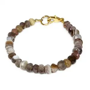 Rachel Nathan Brown / Black / Neutrals Luxe: Faceted Botswana Agate Bracelet - Brown/black
