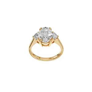 AYA FINE JEWELRY Classic Oval Three Stone Lab Diamond Engagement Ring In 14k Gold - Yellow