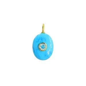 KAMARIA Turquoise Howlite Gemstone Pendant With Topaz Small Oval - Blue