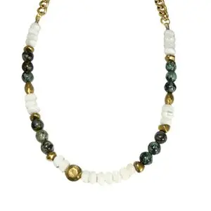 Rachel Nathan Green / Blue African Turquoise & Mother Of Pearl Necklace - Green/blue