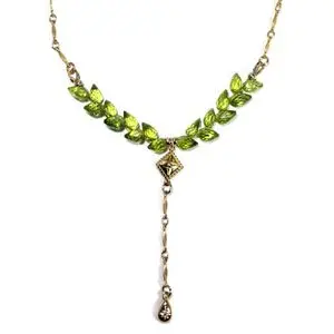Rachel Nathan Green / Gold Peridot Petals Y-necklace - Green/gold