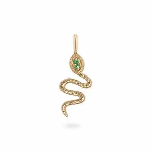 ZOHREH Gold / Green Emerald Snake Pendant 9k Gold - Gold/green