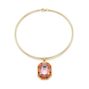 BY VIRGO Gemma Rosa Choker With Pink Crystal And Orange Enamel