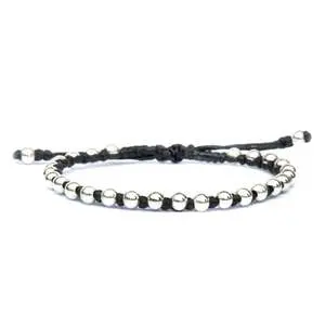 HARBOUR UK Sweet Friendship Silver Rope Bracelet - Black