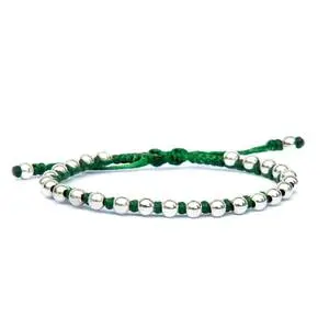 HARBOUR UK Sweet Friendship Silver Rope Bracelet - Green