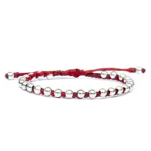 HARBOUR UK Sweet Friendship Silver Rope Bracelet - Red