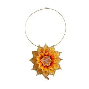 ILIANA ARRAZOLA Dahlia Flower Beaded Choker - Yellow/red/orange