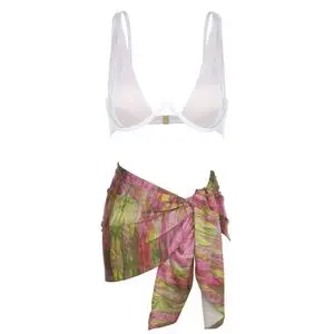 CHERINA BEACHWEAR LLC Cia Sarong In Tie-dye Pink And Lime Fusion - Green/pink