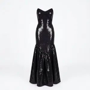 NOMI FAME Strapless Corset Mermaid Gown With Sequins - Black