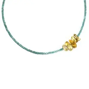 Rachel Nathan Blue / Yellow Mini Beaded: Amazonite & Citrine Nuggets Necklace - Blue/yellow