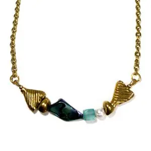 Rachel Nathan Gold / Blue Meridian Catch: Abalone Necklace - Gold/blue