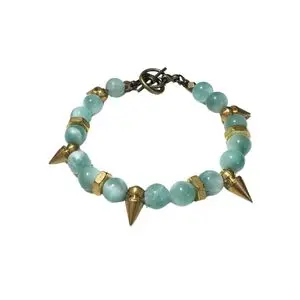 Rachel Nathan Green / Gold On Point: Green Moonstone Bracelet - Green/gold