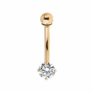 Zahav Jewelry 10k Solid 14g Round Cz Belly Ring - Gold