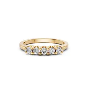 AYA FINE JEWELRY Elara Round Cut Lab Grown Diamond Five-stone Ring In Gold - Yellow
