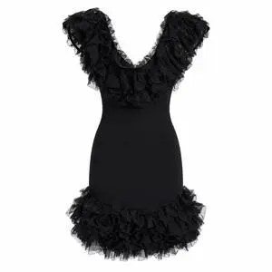 ROSIE BILLINGTON Nera Ruffle Party Dress - Black