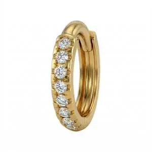 Zahav Jewelry 14k Solid Cubic Zirconia Clicker Hoop - Gold