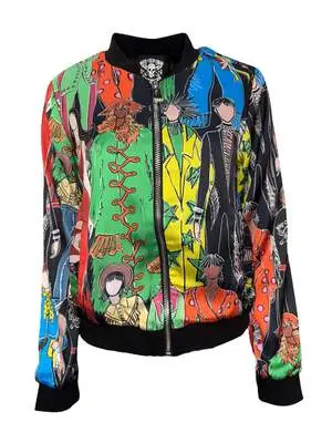ANY OLD IRON Black / Blue Heroes Bomber Jacket - Black/blue