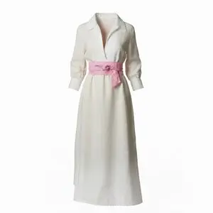 Jacques Zolty Cindy Long Linen Kaftan - White