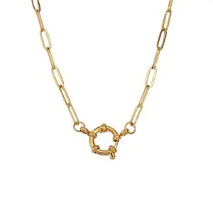 MICKEY'S GIRL Classico Paperclip Chain Necklace With Toggle Clasp - Gold