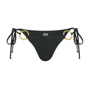 PIANELLA'S Black Bikini Bottom With Gold O-ring Detail - Black/gold