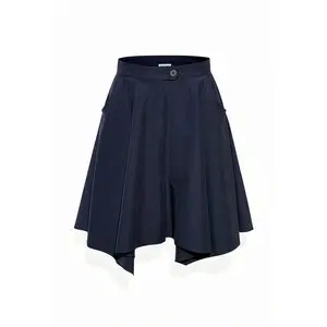 RUE LES CREATEURS Navy Striped Asymmetric High Waist Skirt - Blue