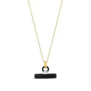 SHYMI Gold / Black Pave T Bar Necklace Black - Gold/black