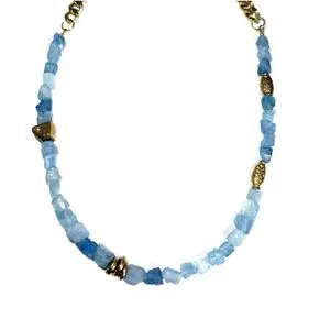 Rachel Nathan Raw Aquamarine And Indian Brass Necklace - Blue/gold