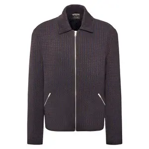 SERRAN LONDON Blue / Brown Houndstooth Knitted Jacket Navy & Brown - Blue/brown