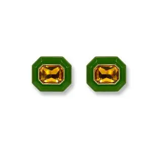 MICHAEL NASH JEWELRY Lena Olive Resin Octagon Earrings - Green