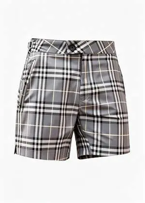 VAYLA Grey / White Long Length Grey Checkered Swim Shorts - Grey/white