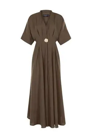 EXQUISE Samara Midi Dress - Brown