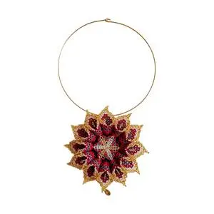 ILIANA ARRAZOLA Dahlia Flower Choker Necklace - Red/gold/silver