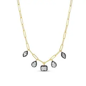 SHYMI Gold / Black Mix Shape On A Paperclip Necklace Black Rhodium - Gold/black