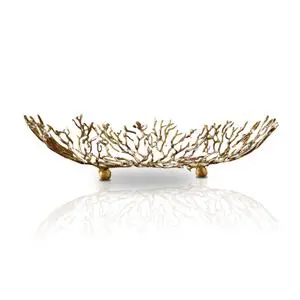 MARLETH Luxury Golden Brass Branch Bowl – Sculptural Openwork Centrepiece - Gold